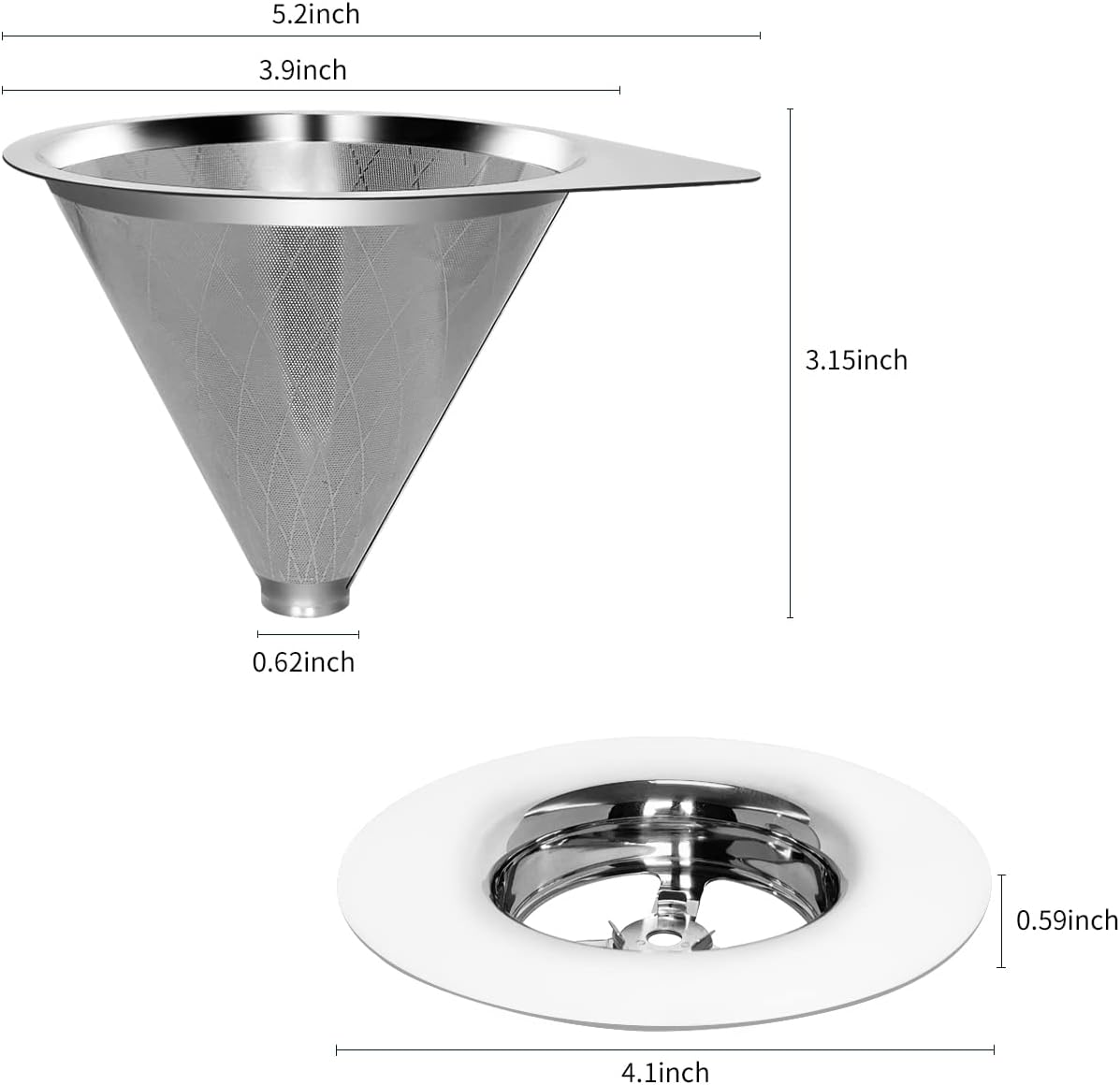 Stainless Steel Coffee Filter, Reusable Metal Pour Over Filter ...